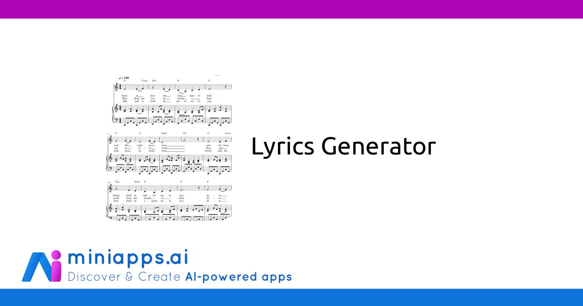 Lyrics Generator - Free AI-powered Mini App - miniapps.ai